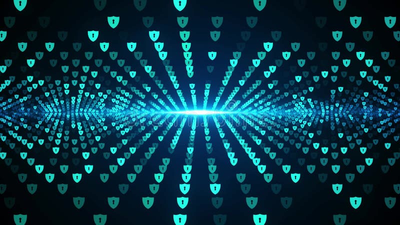 Abstract Technology Blue Shinny Perspective Motion View Grid of Shield ...