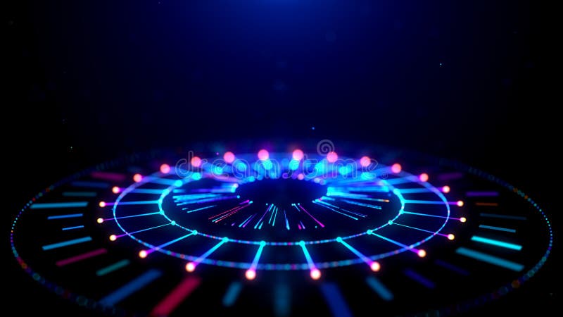 Abstract Technology Blue Shiny Concentric Circles Dots Lines Digital UI ...