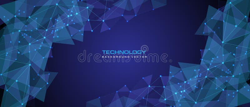 Abstract Technology Blue Triangle Low Polygon Mesh Connect Network ...