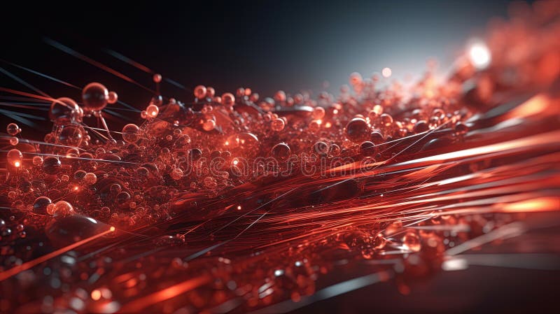 Abstract Technology Burst with Glowing Wires and Particles in Motion ...