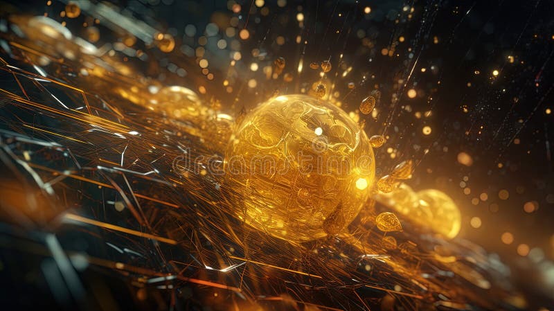 Abstract Technology Burst with Glowing Wires and Particles in Motion ...