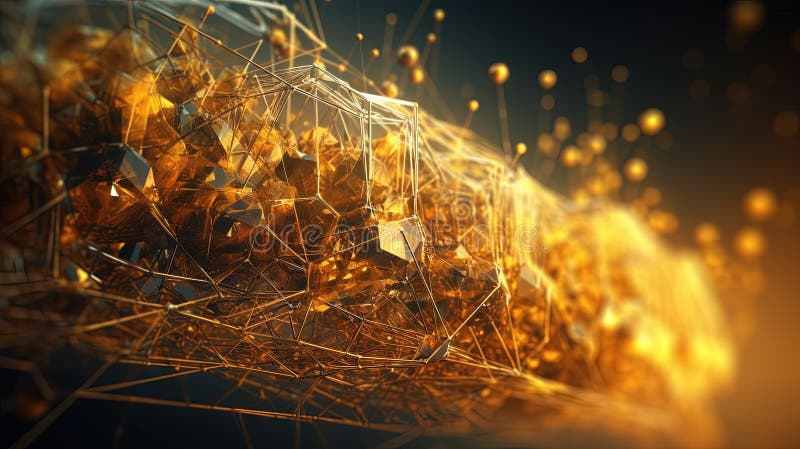 Abstract Technology Burst with Glowing Wires and Particles in Motion ...