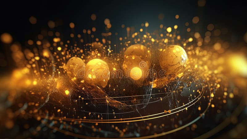 Abstract Technology Burst with Glowing Wires and Particles in Motion ...