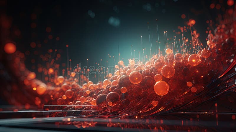 Abstract Technology Burst with Glowing Wires and Particles in Motion ...