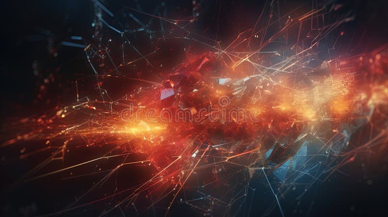 Abstract Technology Burst with Glowing Wires and Particles in Motion ...