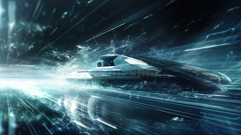 Abstract Technology Burst with Glowing Wires and Particles in Motion ...