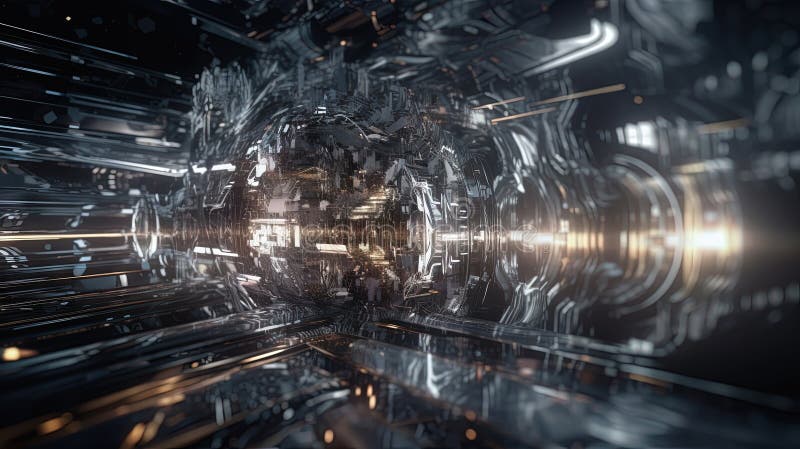 Abstract Technology Burst with Glowing Wires and Particles in Motion ...