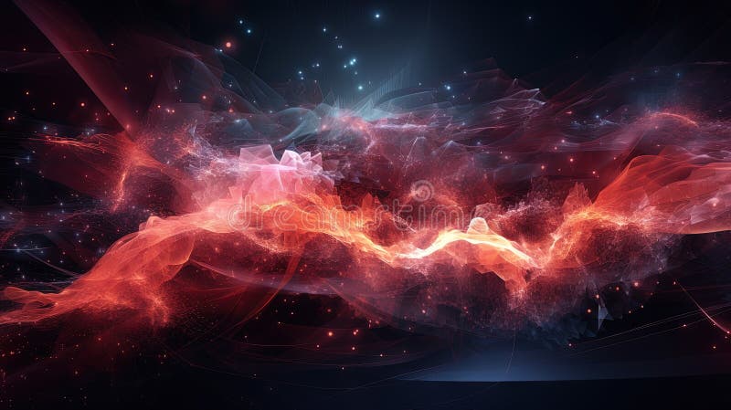 Abstract Technology Burst with Glowing Wires and Particles in Motion ...