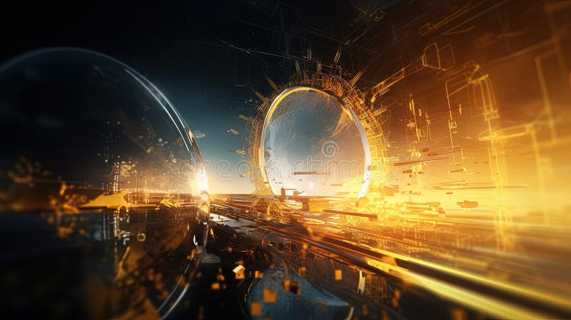 Abstract Technology Burst with Glowing Wires and Particles in Motion ...