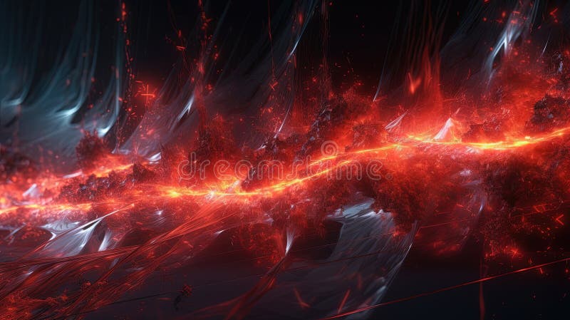 Abstract Technology Burst with Glowing Wires and Particles in Motion ...