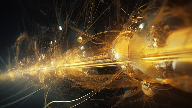 Abstract Technology Burst with Glowing Wires and Particles in Motion ...
