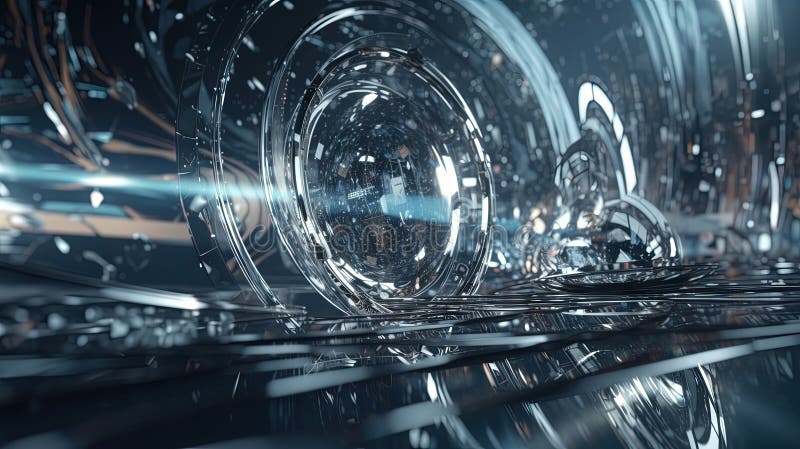 Abstract Technology Burst with Glowing Wires and Particles in Motion ...