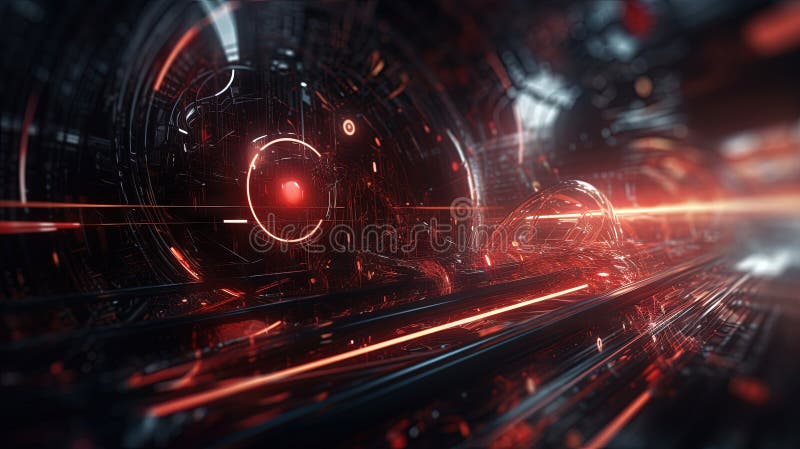 Abstract Technology Burst with Glowing Wires and Particles in Motion ...