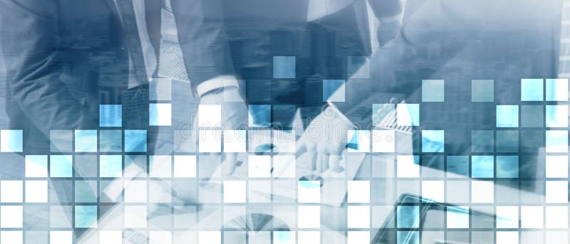 Abstract Technology Business Background. People in Suits in the ...