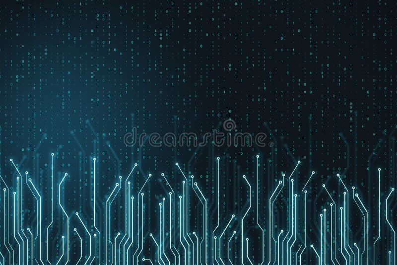 Abstract Technology Chip Lines Growing from Bottom To Top at Digital ...