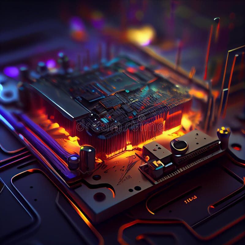 Abstract Technology Chip Processor Created with Generative Ai Stock ...