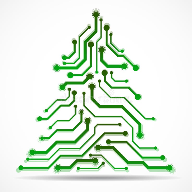 Abstract Technology Christmas Tree Stock Illustration - Illustration of ...
