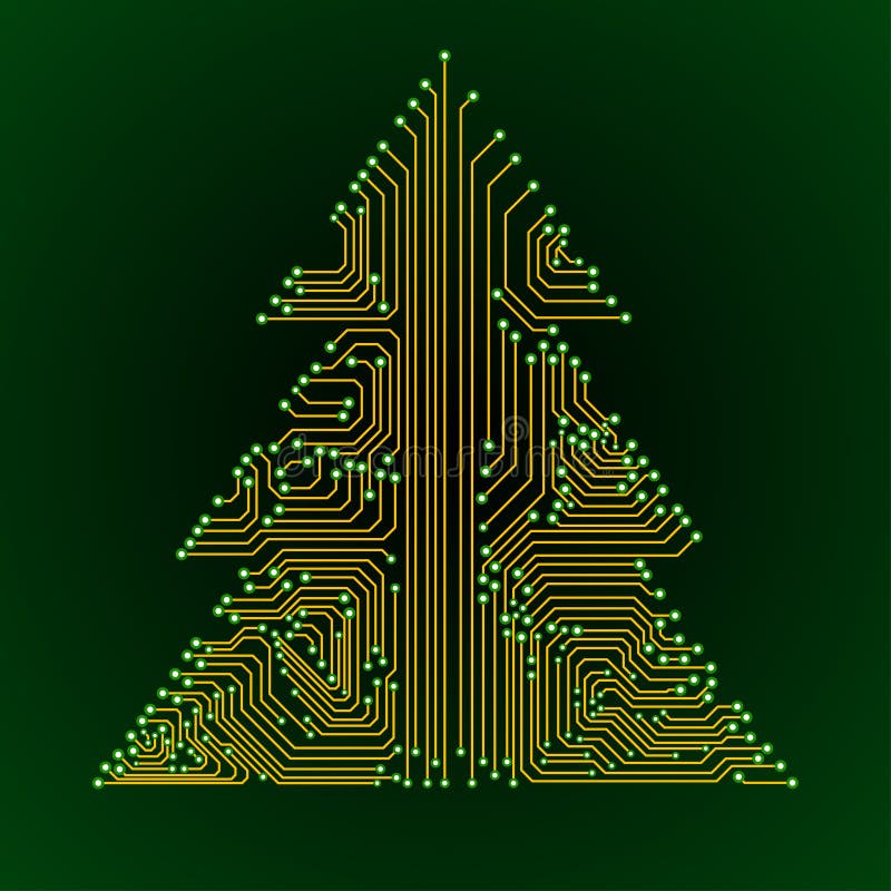 Abstract Technology Christmas Tree, Circuit Board. Vector Stock ...
