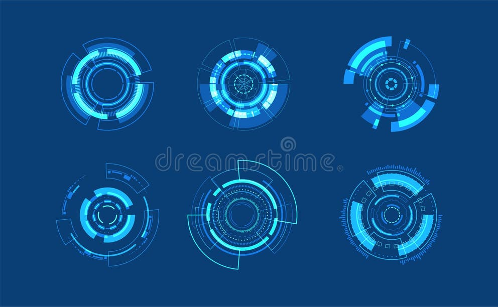 Abstract Technology Circle Set Design.Icon Editable Stock Vector ...