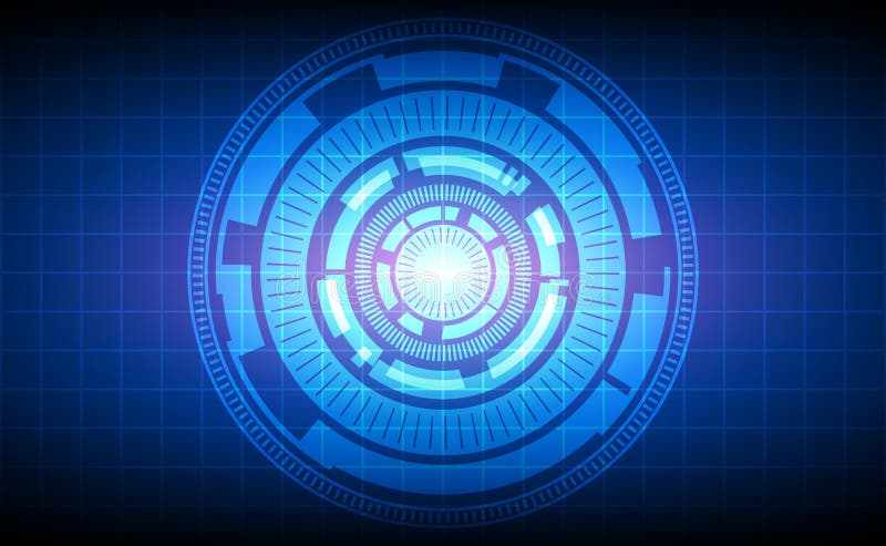 Abstract Technology Circles and Grid on Blue Background Stock ...