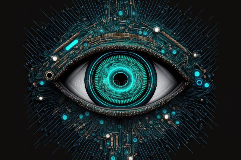 Abstract Technology Computer Art in Eyesight from Circuit Board Ship ...