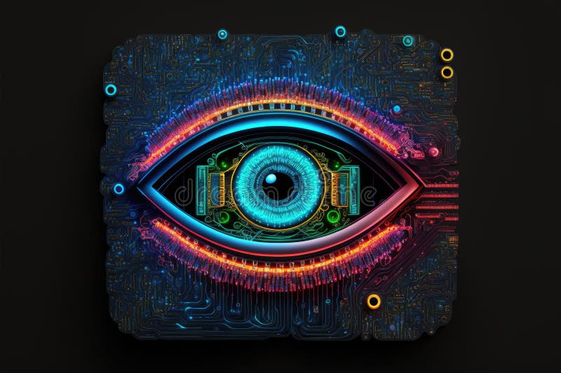 Abstract Technology Computer Art in Eyesight from Circuit Board Ship ...