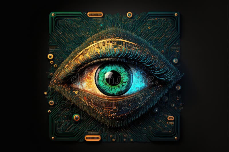 Abstract Technology Computer Art in Eyesight from Circuit Board Ship ...