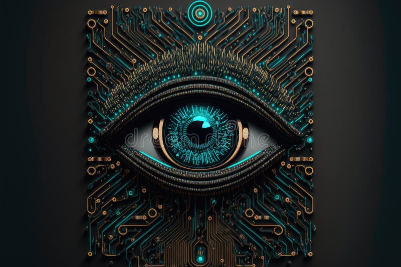 Abstract Technology Computer Art in Eyesight from Circuit Board Ship ...