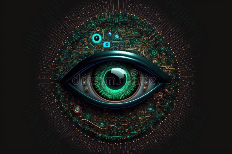 Abstract Technology Computer Art in Eyesight from Circuit Board Ship ...