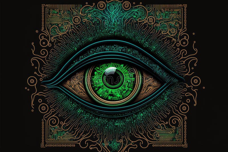 Abstract Technology Computer Art in Eyesight from Circuit Board Ship ...