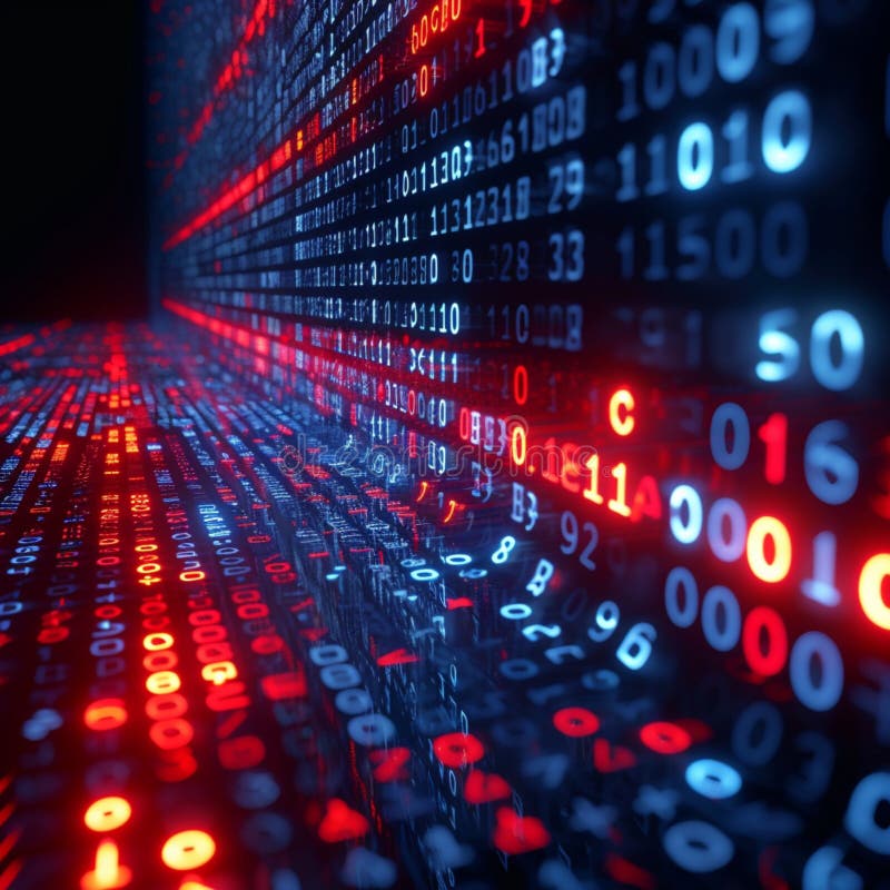 Abstract Technology Computer Virus Encryption with Digital Binary Data ...