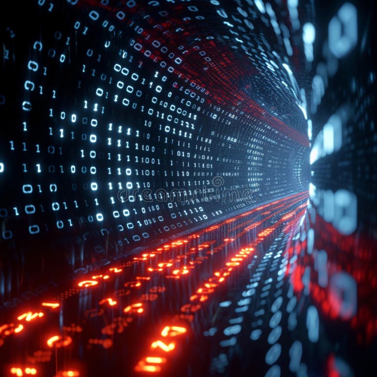 Abstract Technology Computer Virus Encryption with Digital Binary Data Stock Illustration ...