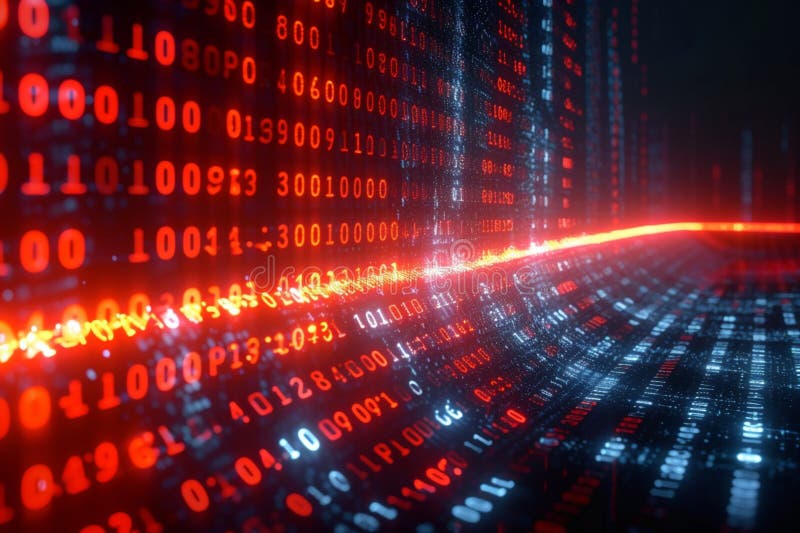 Abstract Technology Computer Virus Encryption with Digital Binary Data Stock Illustration ...