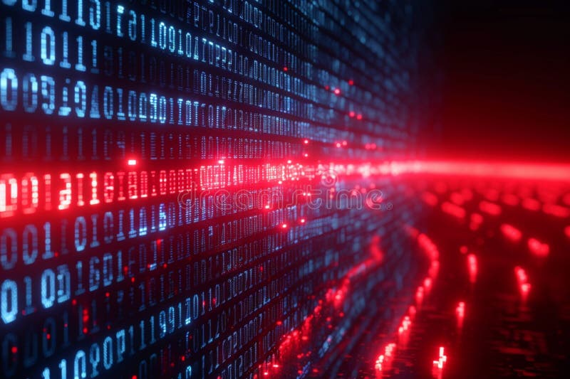 Abstract Technology Computer Virus Encryption with Digital Binary Data Stock Illustration ...