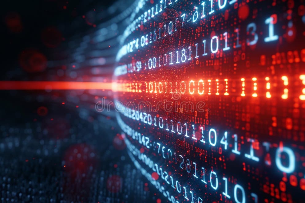 Abstract Technology Computer Virus Encryption with Digital Binary Data Stock Illustration ...