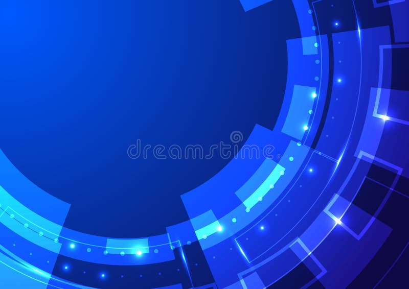 Abstract Technology Concept Blue Wheel Geometric Background with Neon ...