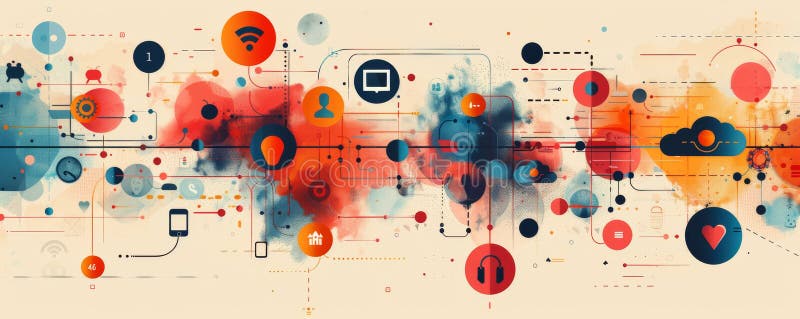 Abstract Technology Concept with Connectivity and Network Icons in a ...