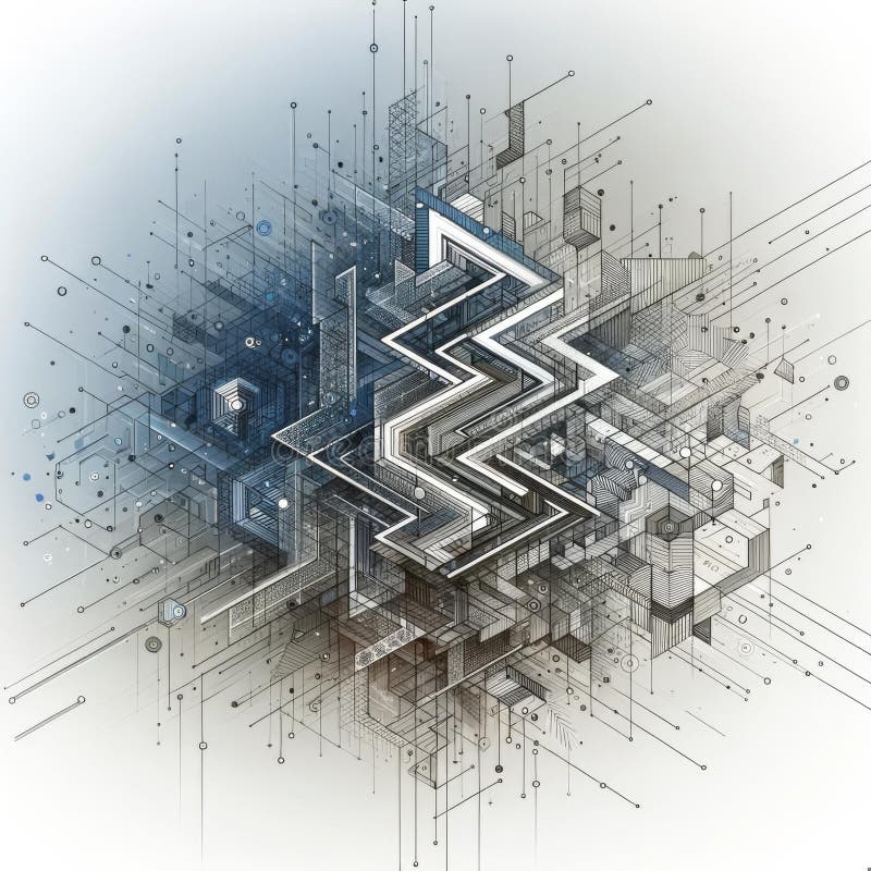 Abstract Technology Concept with 3D Digital Structures Stock ...