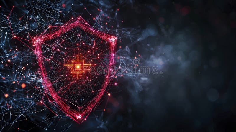 Abstract Technology Concept Digital Shield Symbol Safeguarding Network ...