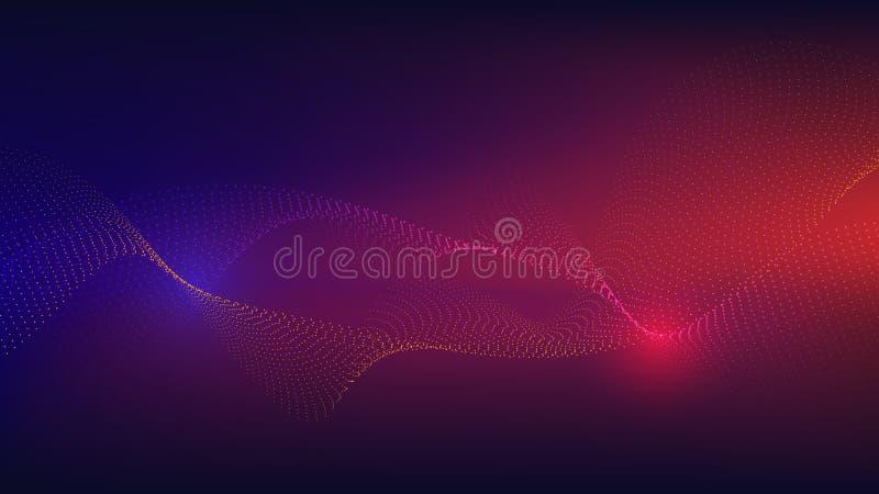 Abstract Technology Concept Dots Particles Wave Line with Lighting ...
