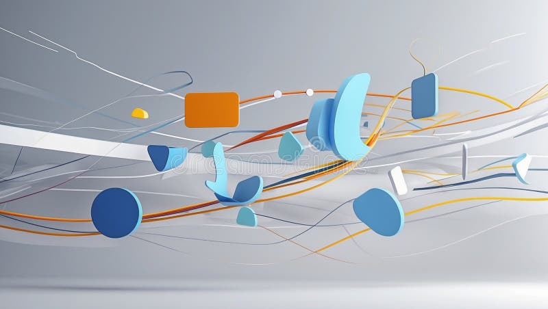 Abstract Technology Concept with Floating Elements Stock Illustration ...