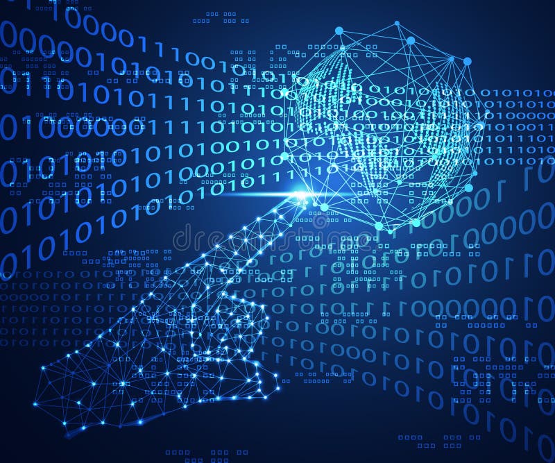 Abstract Technology Concept Hand Digital Link and World Digital Stock ...