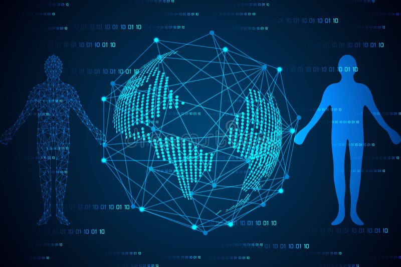 Abstract Technology Concept Humans Body Digital Link and World M Stock ...