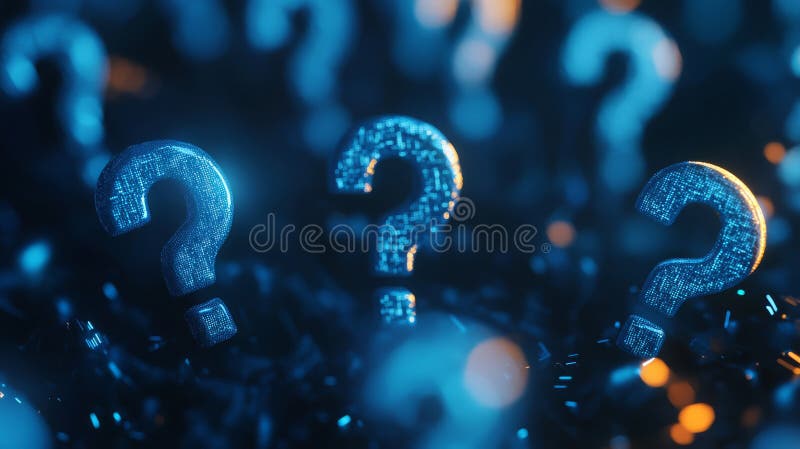 An Abstract Technology Concept Illustrated with Question Marks To Spark ...