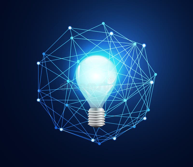 Abstract Technology Concept Light Bulb Digital Link on Hi Tech B Stock ...