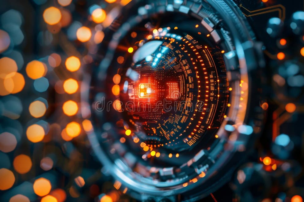 Abstract Technology Core Glowing Energy Quantum Computing Artificial ...