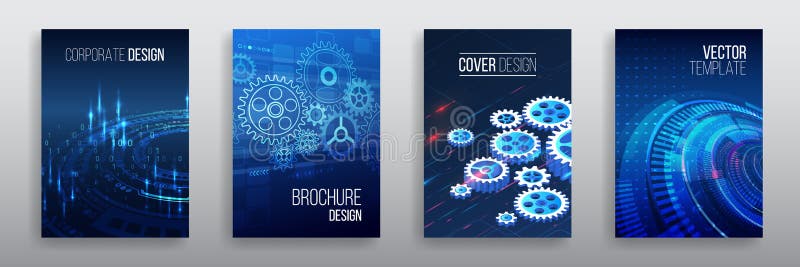 Abstract Technology Cover with Various Elements. High Tech Brochure ...