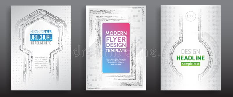 Abstract Technology Cover with Various Elements. High Tech Brochure ...