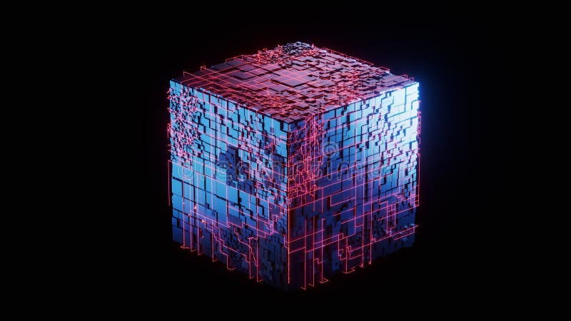 Abstract Technology Cube Construction, 3d Rendering Stock Video - Video ...