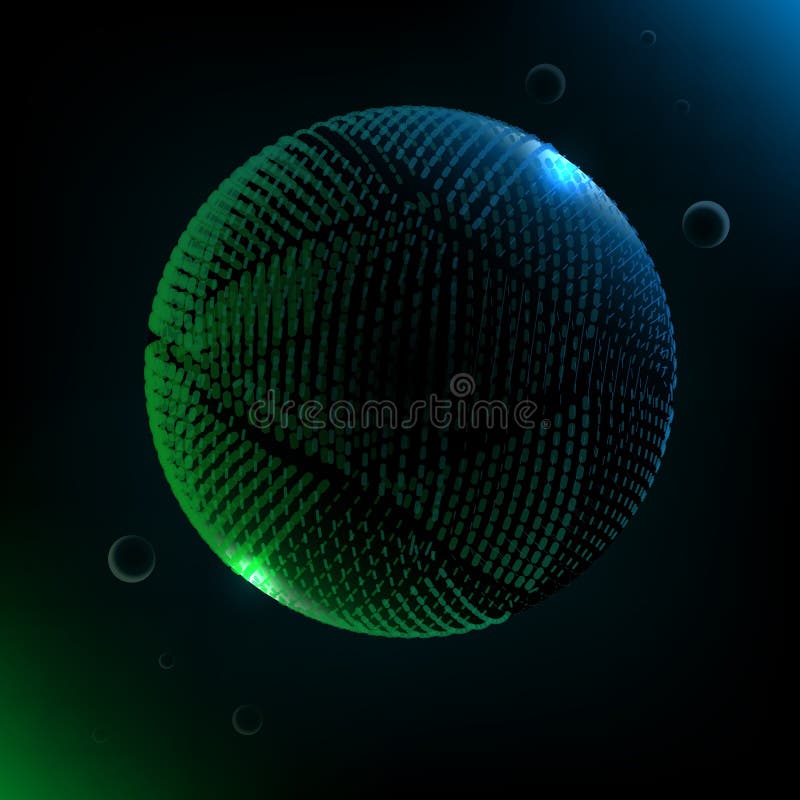 Abstract Technology 3D Sphere. Futuristic Planet in Universe. Stock ...